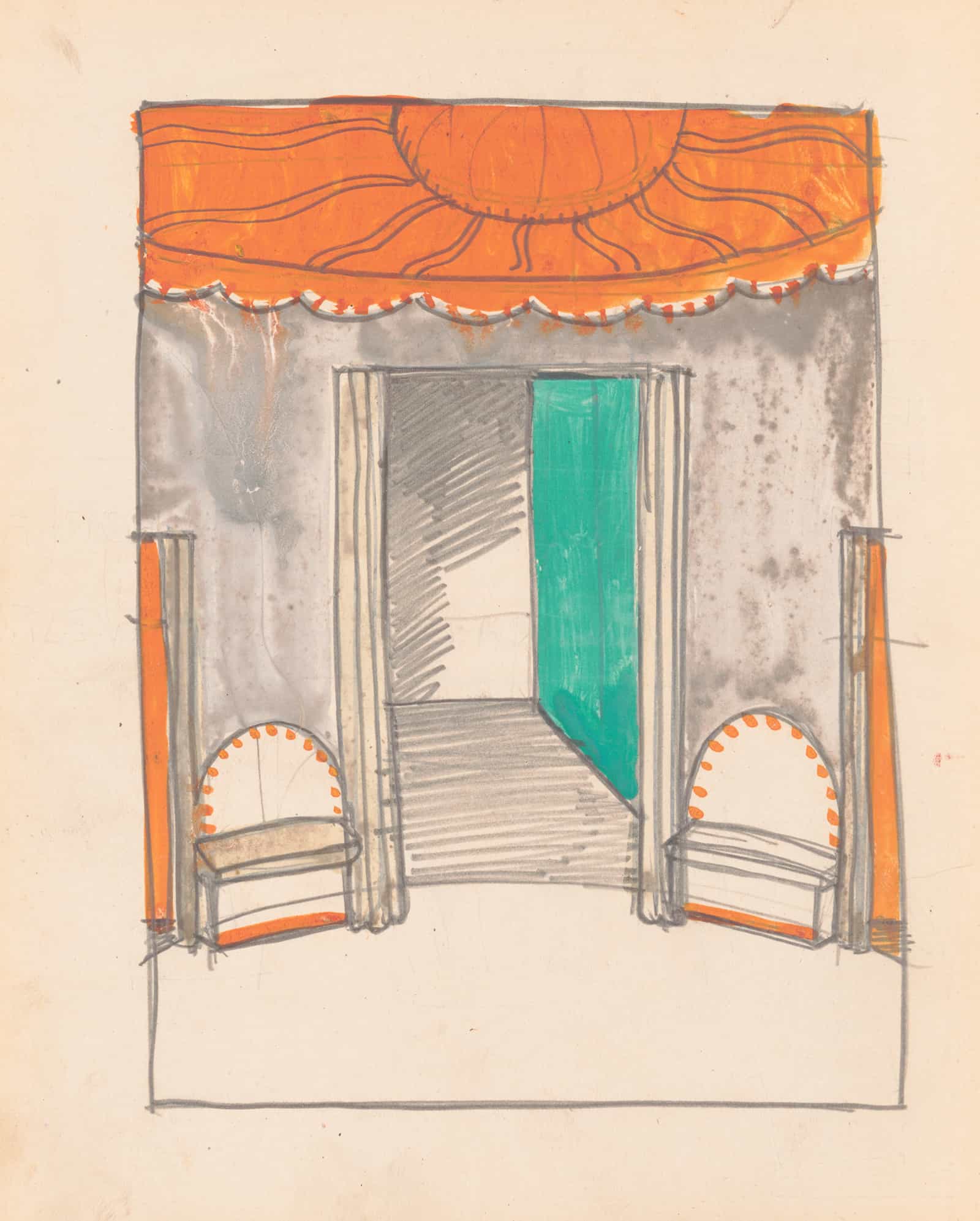Design For Miscellaneous Interior Sketch Of Interior by Winold Reiss ...