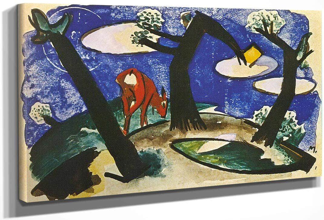 Landscape With A Red Animal By Franz Print, Canvas Art, Framed Print ...