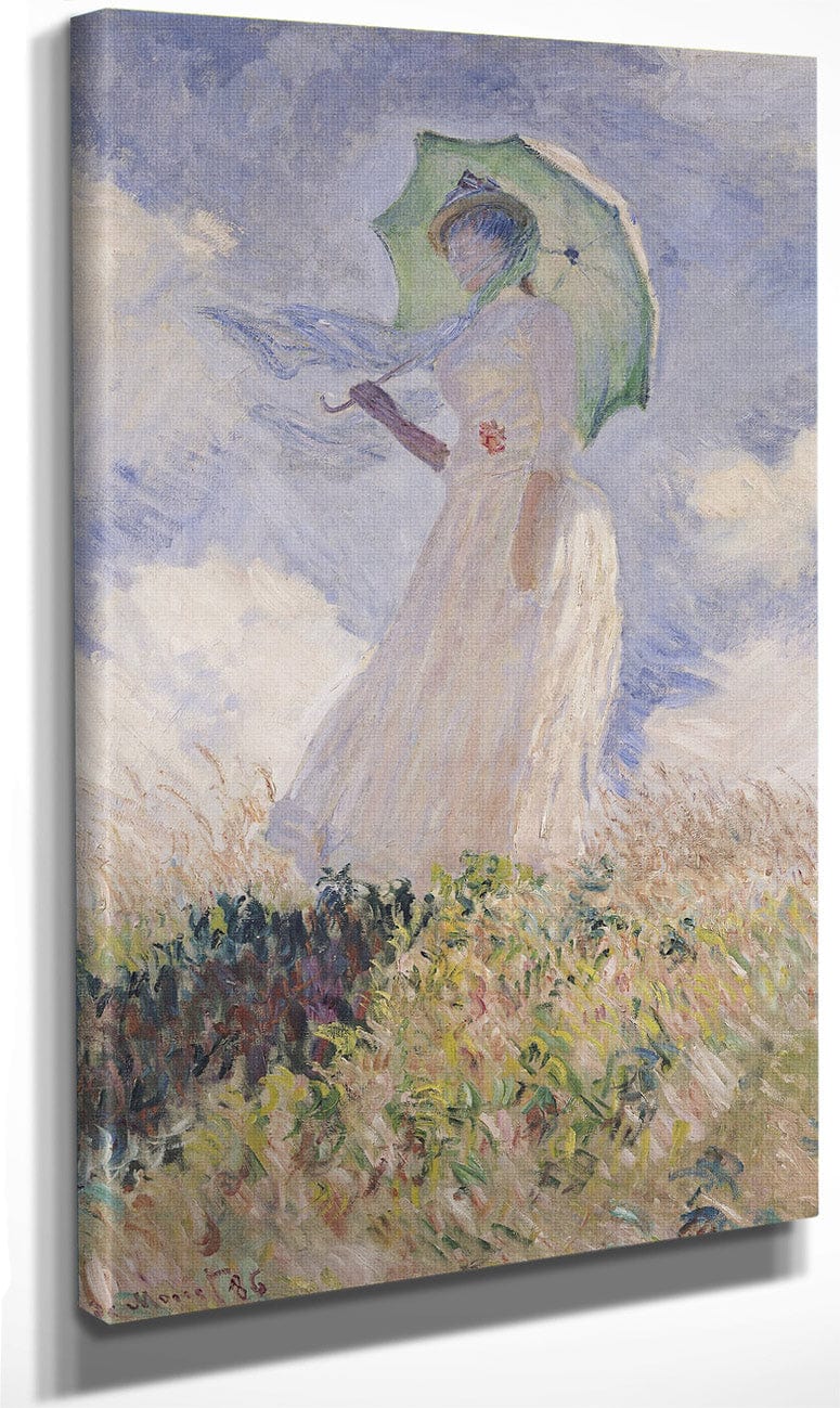 Woman With Parasol Turned To The Left Print, Canvas Art, Framed Print ...