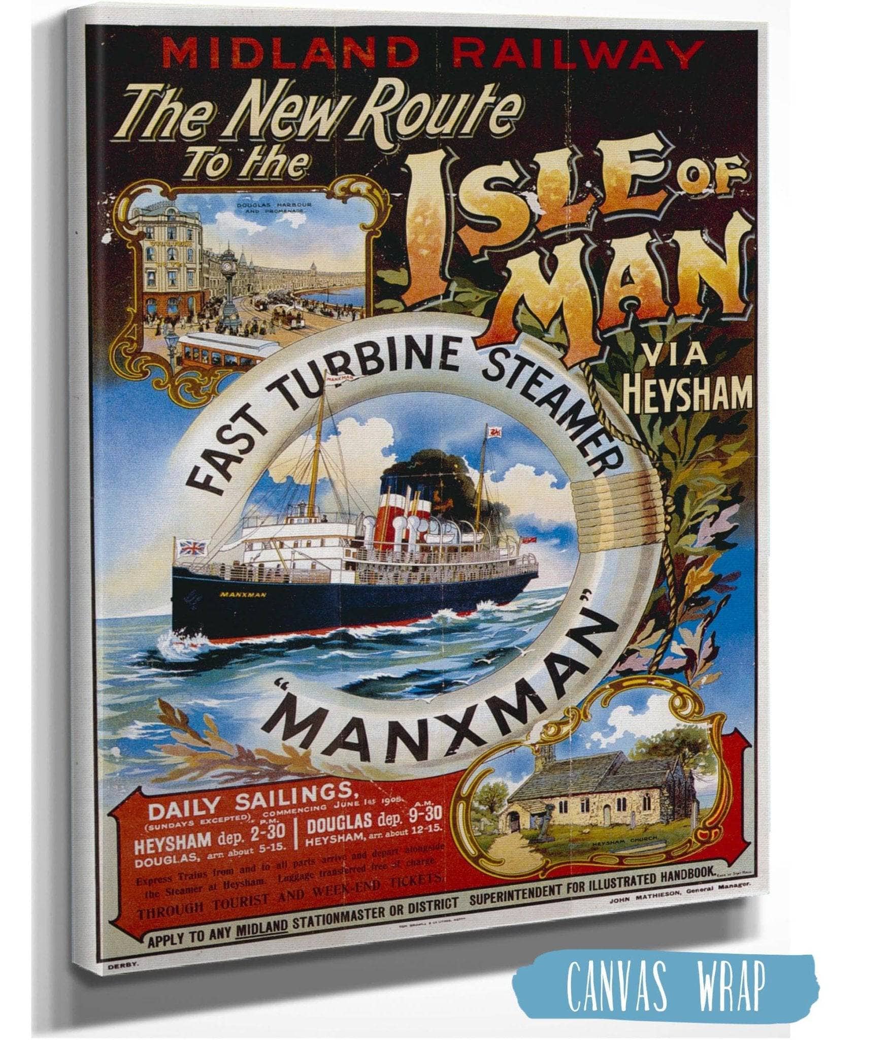 Midland Railway The New Route to The Ilse Of Man Print from Truly Art