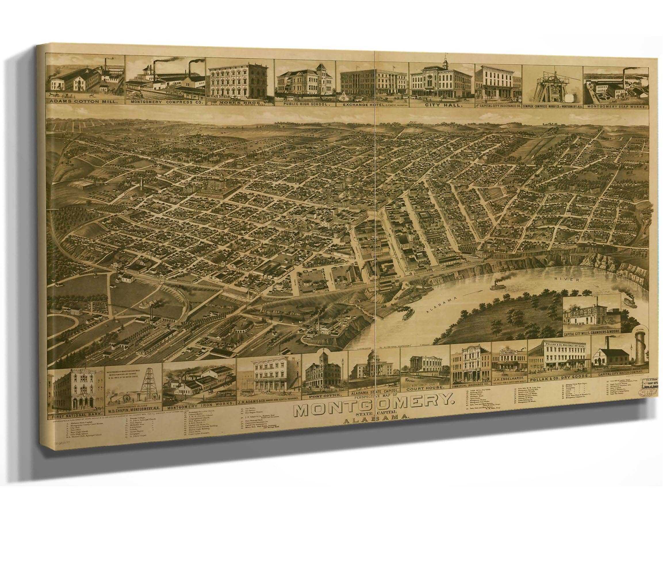 Perspective Map Of Montgomery State Capital Of Alabama State Of – Truly Art