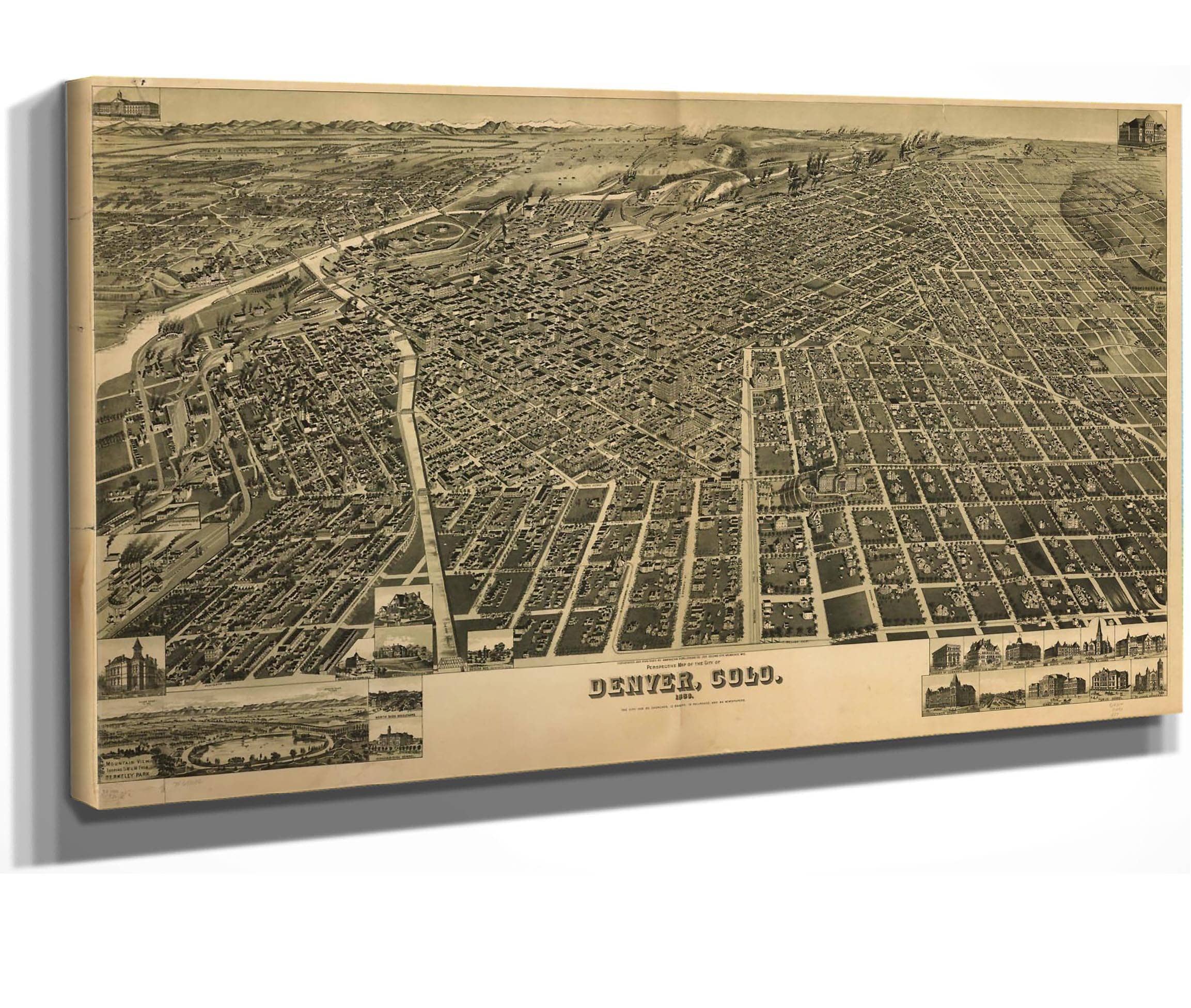 Perspective Map Of The City Of Denver Colo 1889 State Of JPEG Print ...