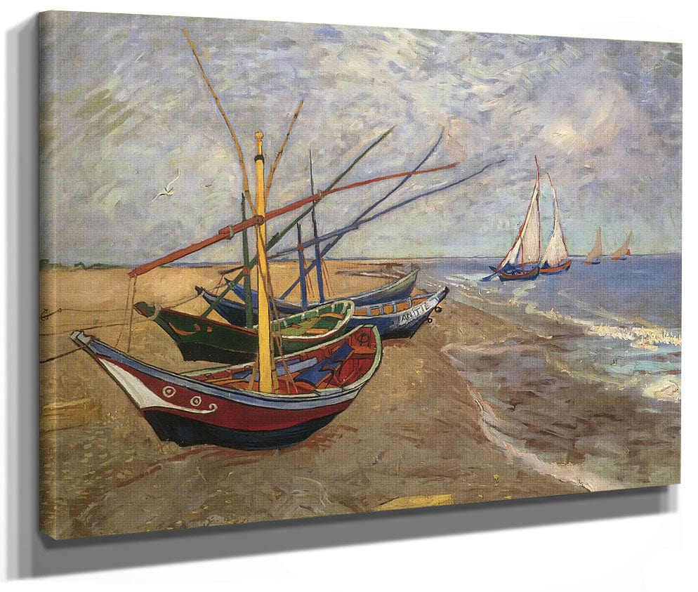 Fishing Boats On The Beach At Saintes Maries De La Mer By Vincent Van ...