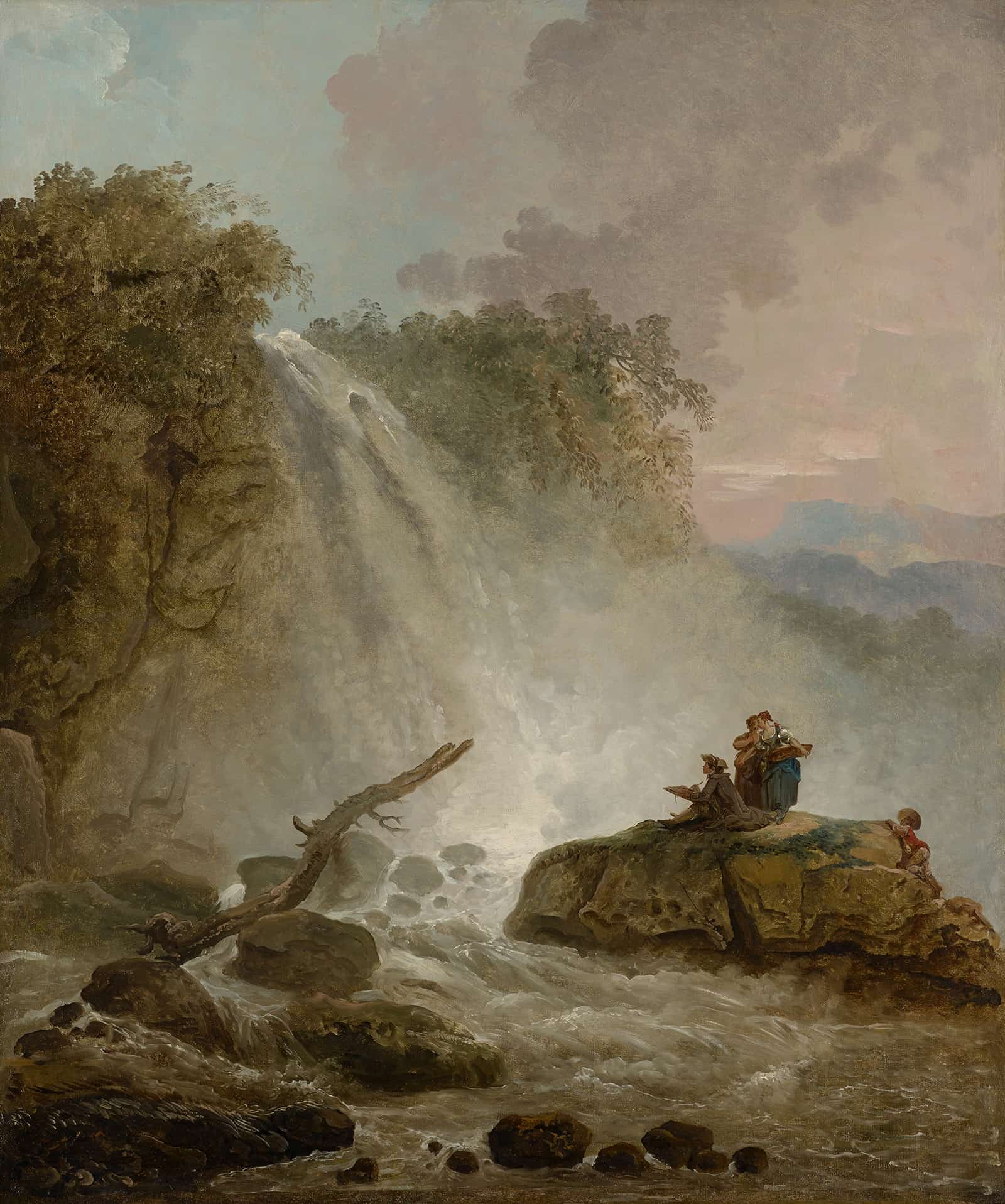 Waterfall With Drawing Artist by Hubert Robert Print from Truly Art
